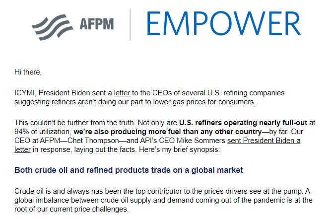 The President called out refineries | AFPM EMPOWER