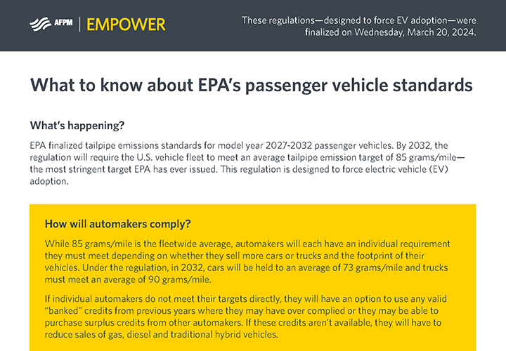 What to know about EPA’s passenger vehicle standards | AFPM EMPOWER